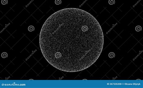 3d White Sphere On Black Background Object Consisting Of Flickering Particles Science Tutorial
