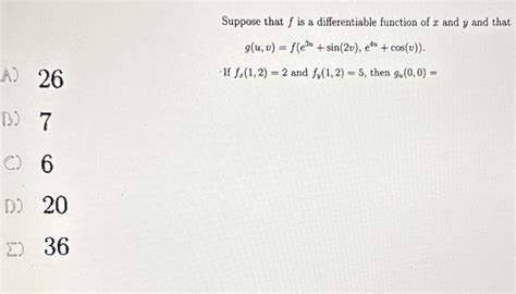 Solved Suppose That F Is A Differentiable Function Of X And