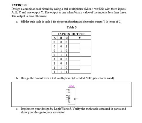 Solved Exercise Design A Combinational Circuit By Using A