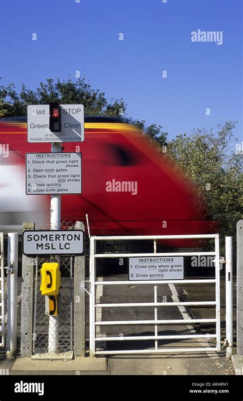 unmanned railway level crossing at somerton oxfordshire england uk