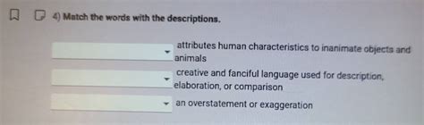 Solved 4 Match The Words With The Descriptions Attributes Human Characteristics To Inanimate