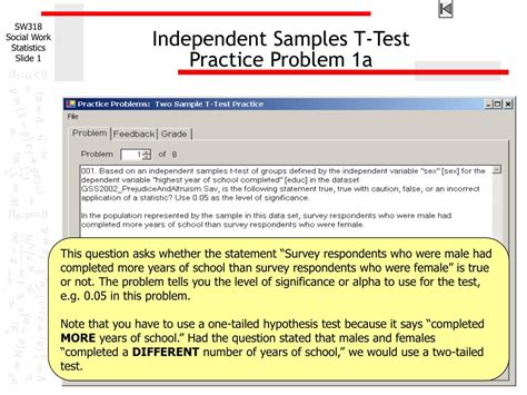Ppt Independent Samples T Test Practice Problem 1a Powerpoint Presentation Id 391309