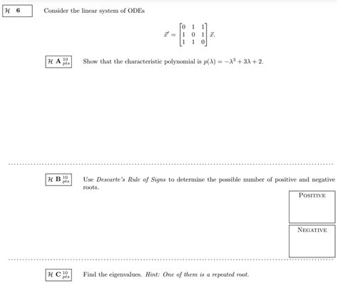 Solved Consider The Linear System Of ODEs X 011101110x Chegg Com