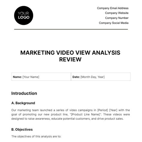 Free Marketing Video View Analysis Review Template To Edit Online