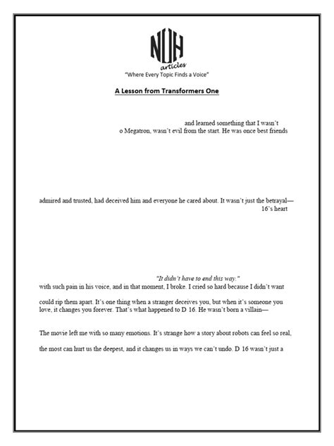 A Lesson From Transformers One Pdf