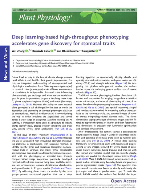 Pdf Deep Learning Based High Throughput Phenotyping Accelerates Gene Discovery For Stomatal Traits