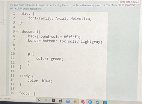 Solved On In 000 Ua Time Left 11021 The Css Code Below Has