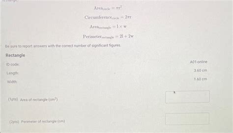 Solved Areacircle π2 Circumference Circle 2πr Area