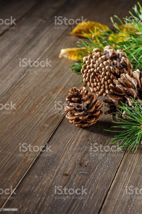 소나무 콘과 눈이 있는 나무 테이블에 녹색 가지 텍스트 공간을 복사합니다 크리스마스 카드 나무 배경에 소나무 콘 0명에 대한