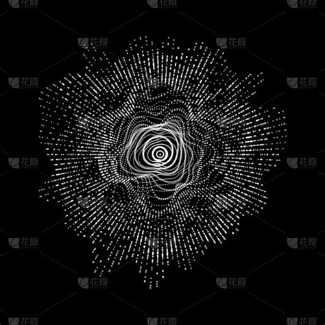 由粒子组成的黑色球体。现代的线框元素。网格技术领域。矢量插图。素材 花瓣网