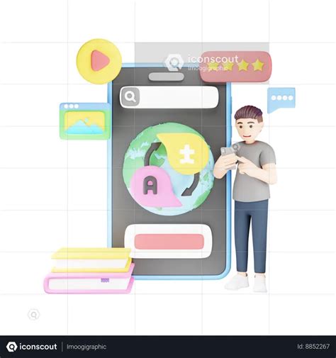 Man Translate Global Language Using Application 3d Illustration Download In Png Obj Or Blend Format
