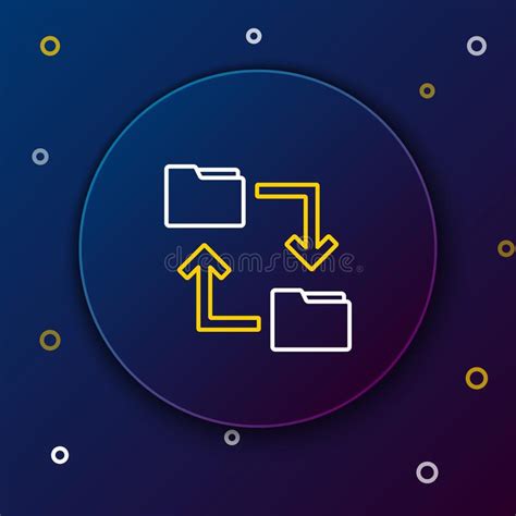 Line Cloud Storage Text Document Folder Icon Isolated On Blue Background Colorful Outline