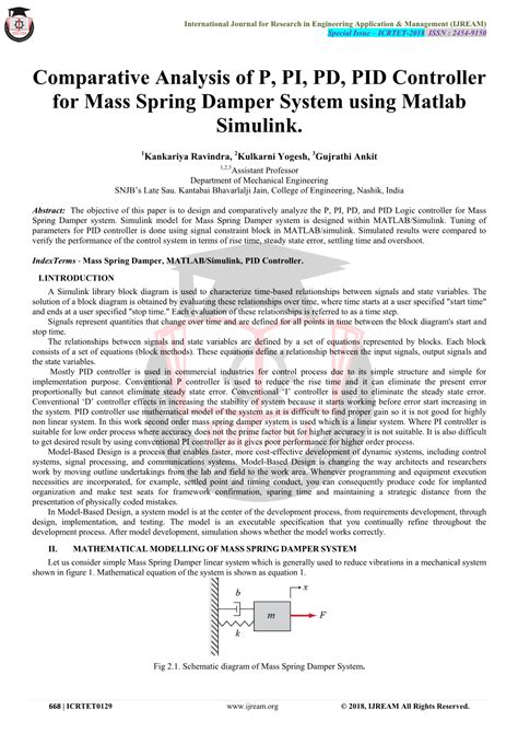 Comparative Analysis Of P Pi Pd Pid Controller For Mass Spring