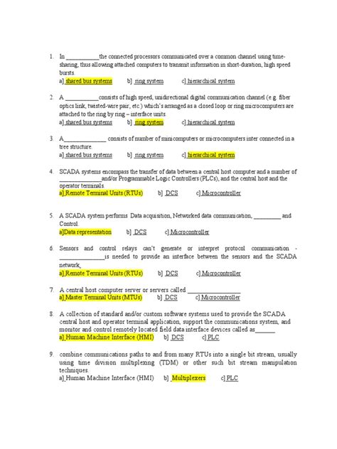 Plc Mcq Unit5 Pdf Programmable Logic Controller Scada