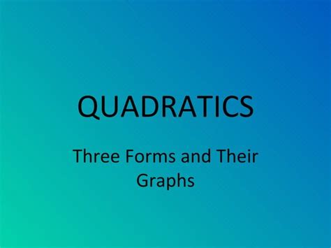 Quadratics Ppt