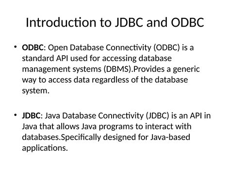 Introduction To JDBC And ODBC Pptx Jdjdnjdjdndjdjndj PPT