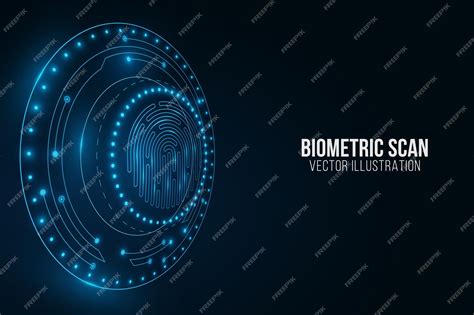 Premium Vector Biometric Verification Glowing Hud With Fingerprint