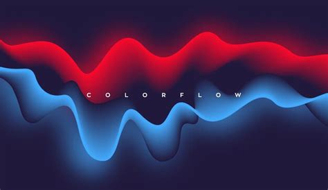 어두운 배경에 추상 빨간색과 파란색 물결 프리미엄 벡터