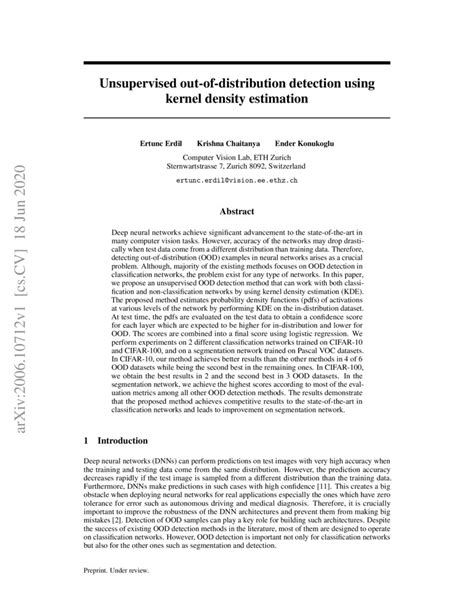 Unsupervised Out Of Distribution Detection Using Kernel Density