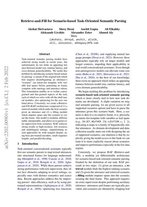 Pdf Retrieve And Fill For Scenario Based Task Oriented Semantic Parsing