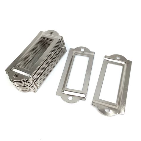 Silver Color Drawer Cabinet Tag Card Index File Label Frame Holders With Screws Mm In