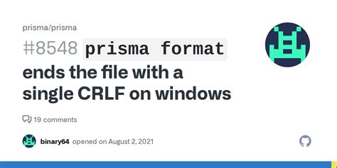 `prisma Format` Ends The File With A Single Crlf On Windows · Issue