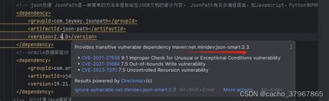 【问题】pom xml文件解决provides transitive vulnerable警告 xml cacho 37967865 gitcode 开源社区