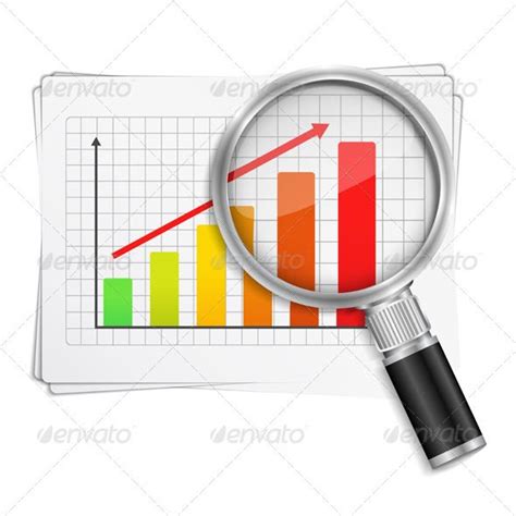 Chart With Magnifying Glass Showing Rising Bar Graph