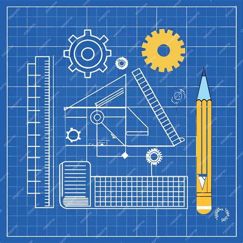 Blueprint Graph Paper Seamless Pattern Blue School Background Grey