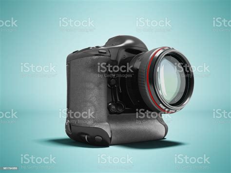 파악 하는 검은 그림자와 파란색 배경에 3d 렌더링 검은 전문 촬영을 위한 현대 전문 카메라 각도에 대한 스톡 사진 및 기타 이미지 Istock