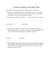 Module Activity Sex Linked Traits Docx Genetics Problems Sex Linked Traits These Problems