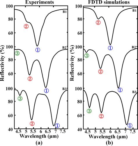 A The Experimental Reflection Spectra Of Samples B1 B2 And B3 With