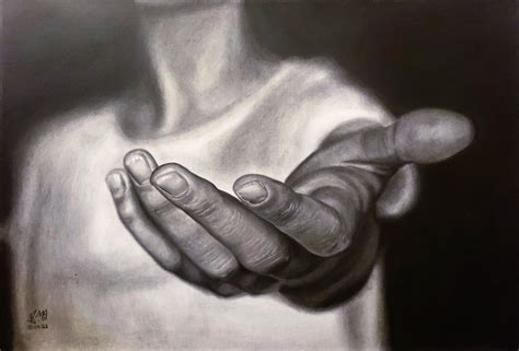 A Hand In The Dark Graphite Drawing R Drawing