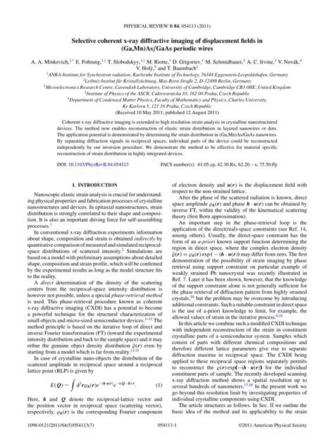 Pdf Selective Coherent X Ray Diffractive Imaging Of Displacement Fields In Ga Mn As Gaas
