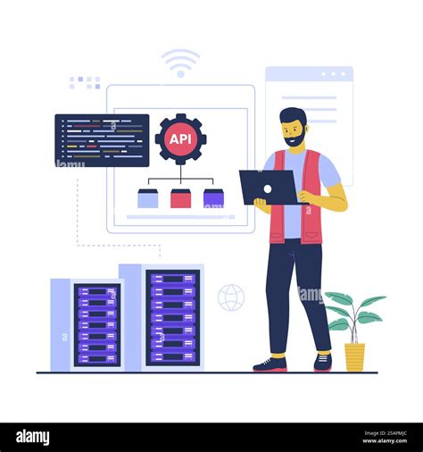 Concept Illustration Of Application Programming Interface Technology Flat Vector Illustration