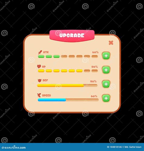 Game Upgrade Ui Vector Elements Design Stock Vector Illustration Of
