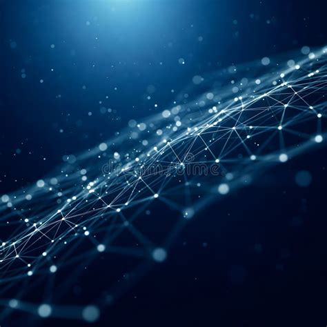 Glowing Network Nodes And Connecting Lines Represent Data Flow And Abstract Technology Concepts