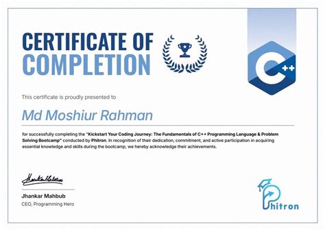 cplusplus codingbootcamp skilldevelopment phitroncertified md moshiur rahman