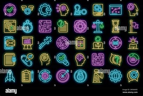 problem solving icons set outline set of problem solving vector icons