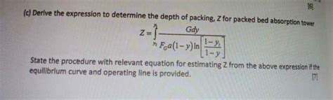 Solved C Derive The Expression To Determine The Depth Of Chegg