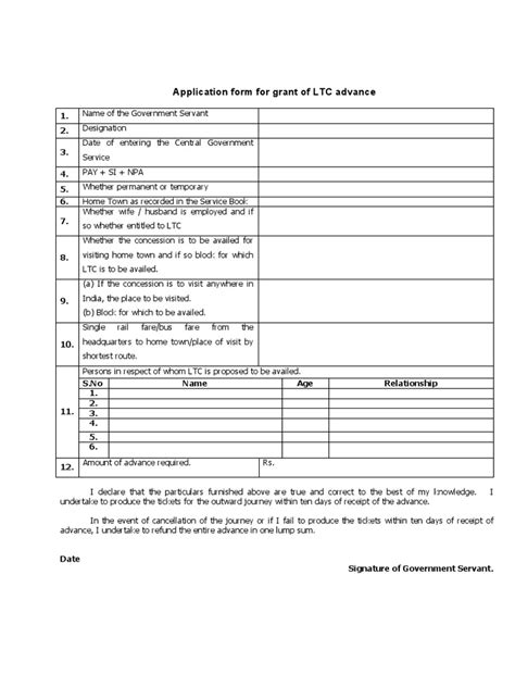 Ltc Advance Form Pdf