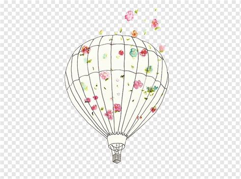 흰색과 여러 가지 빛깔의 꽃 열기구 그림 열기구 그림 그리기 열기구 수채화 그림 심장 풍선 Png Pngwing