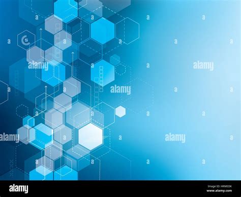 Blue Abstract Technology Background Vector With Hexagons Stock Vector