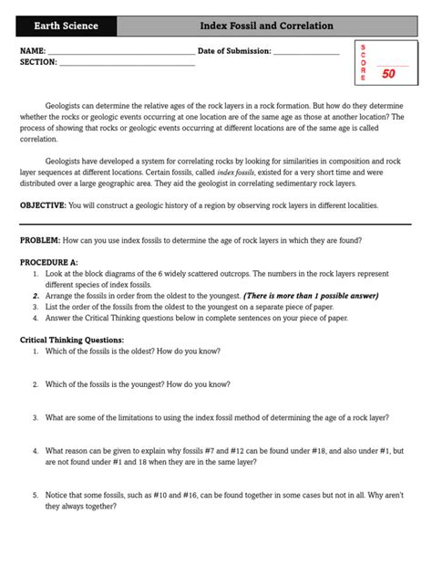 Earth Science Fossil Correlation Pdf Geology Stratigraphy