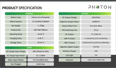 Photon Power Station 2400w With Ups Lithium Gl 2400