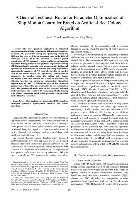 Pdf A General Technical Route For Parameter Optimization Of Ship Motion Controller Based On