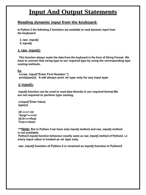 Input And Output Statements Pdf Parameter Computer Programming
