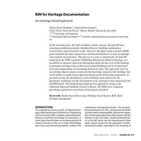 Pdf Bim For Heritage Documentation An Ontology Based Approach