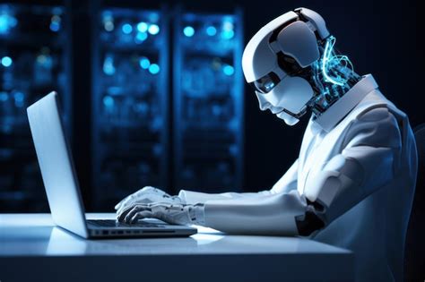 Premium Photo Ai Artificial Intelligence Robot Head With Digital Graphic Brain Engine