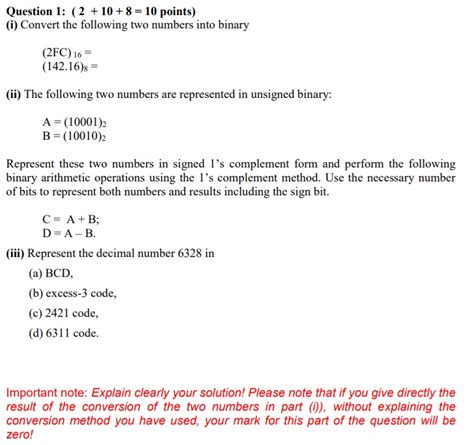 Solved Question 1 2 10 8 10 Points I Convert The